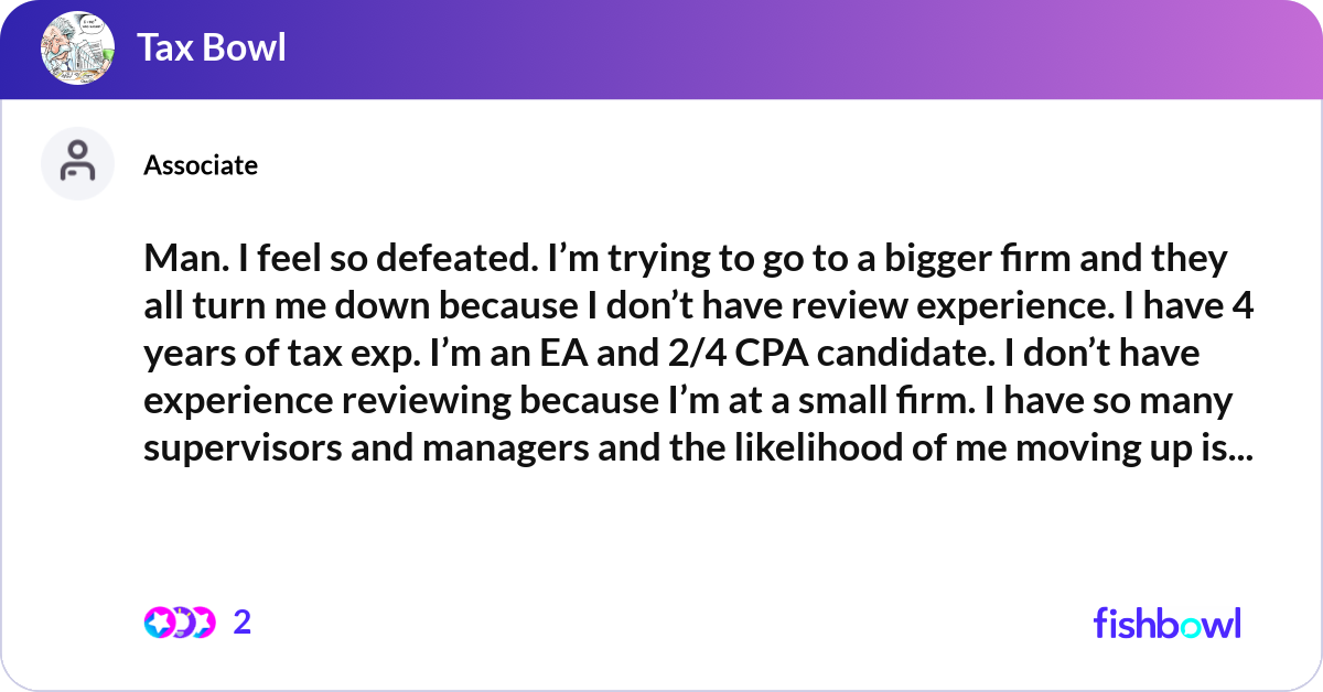 Man. I feel so defeated. I’m trying to go to a big... | Fishbowl