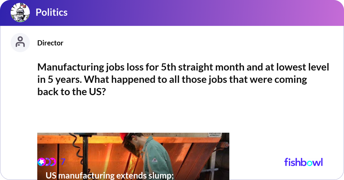 Manufacturing jobs loss for 5th straight month and... | Fishbowl