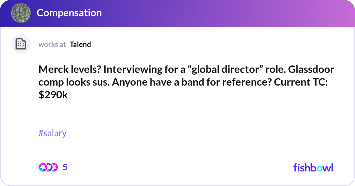 Merck levels? Interviewing for a “global director”... | Fishbowl