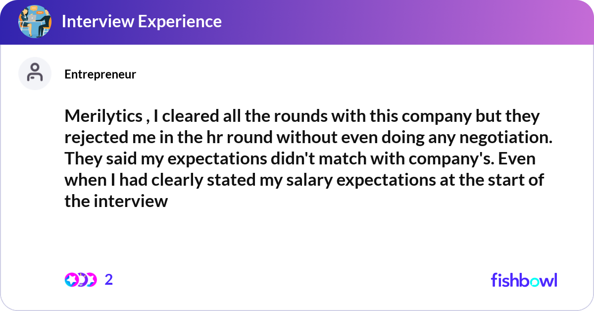 Merilytics , I cleared all the rounds with this co... | Fishbowl