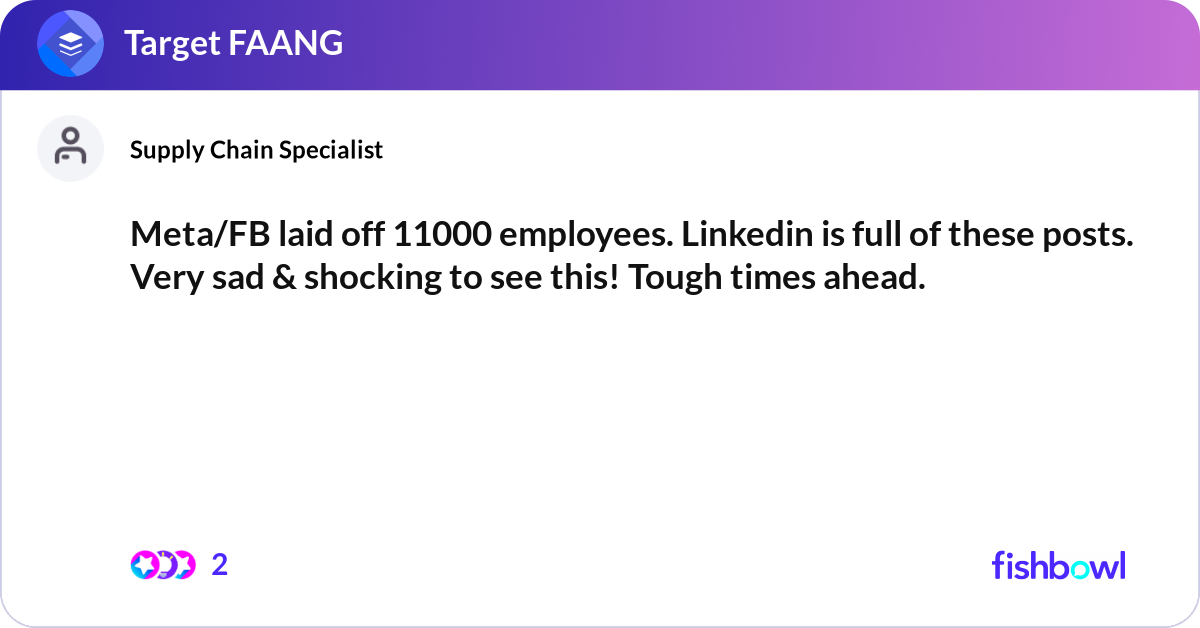 Meta/FB laid off 11000 employees. Linkedin is full... | Fishbowl