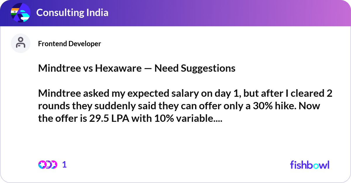 Mindtree vs Hexaware — Need Suggestions Mindtree ... | Fishbowl