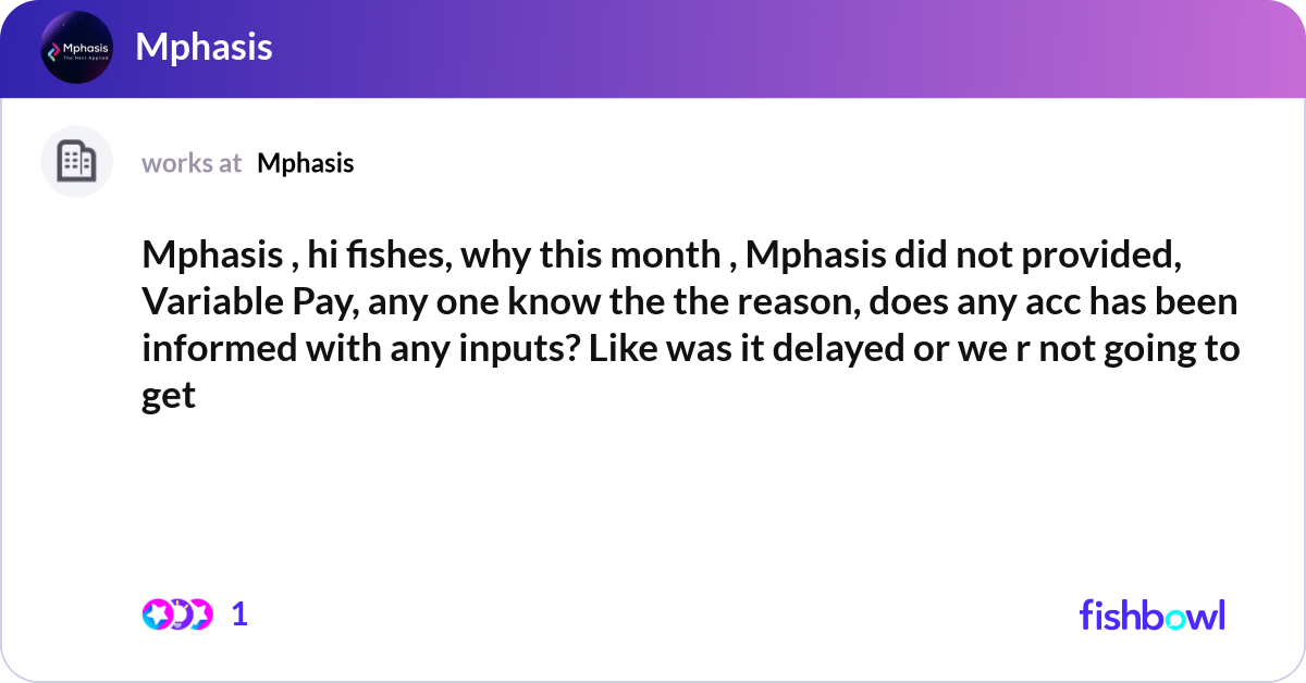 Mphasis , hi fishes, why this month , Mphasis did ... | Fishbowl