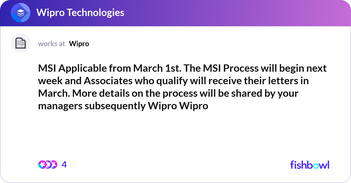 MSI Applicable from March 1st. The MSI Process wil... | Fishbowl