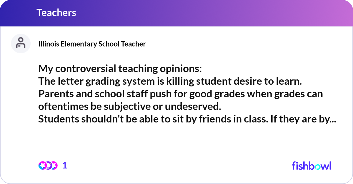 My controversial teaching opinions: The letter gra... | Fishbowl
