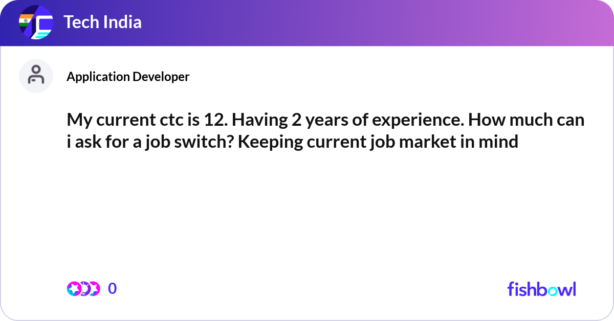 My current ctc is 12. Having 2 years of experience... | Fishbowl