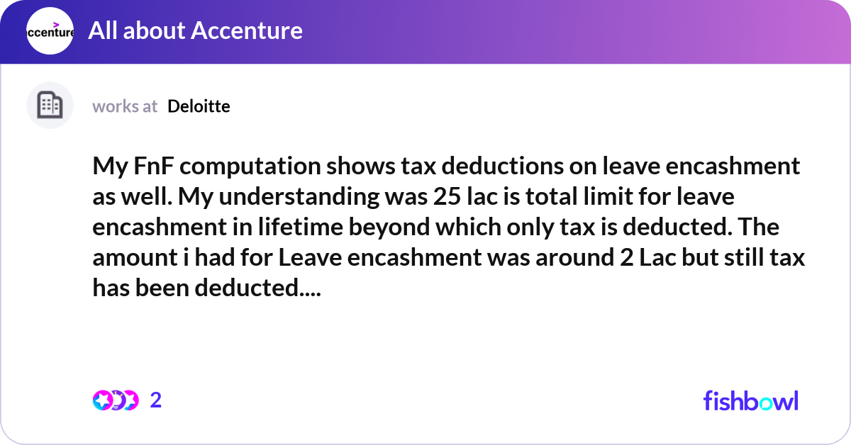 My FnF computation shows tax deductions on leave e... | Fishbowl