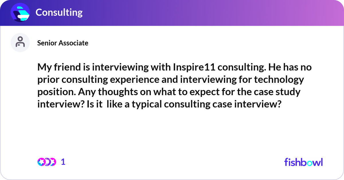 My friend is interviewing with Inspire11 consultin... | Fishbowl