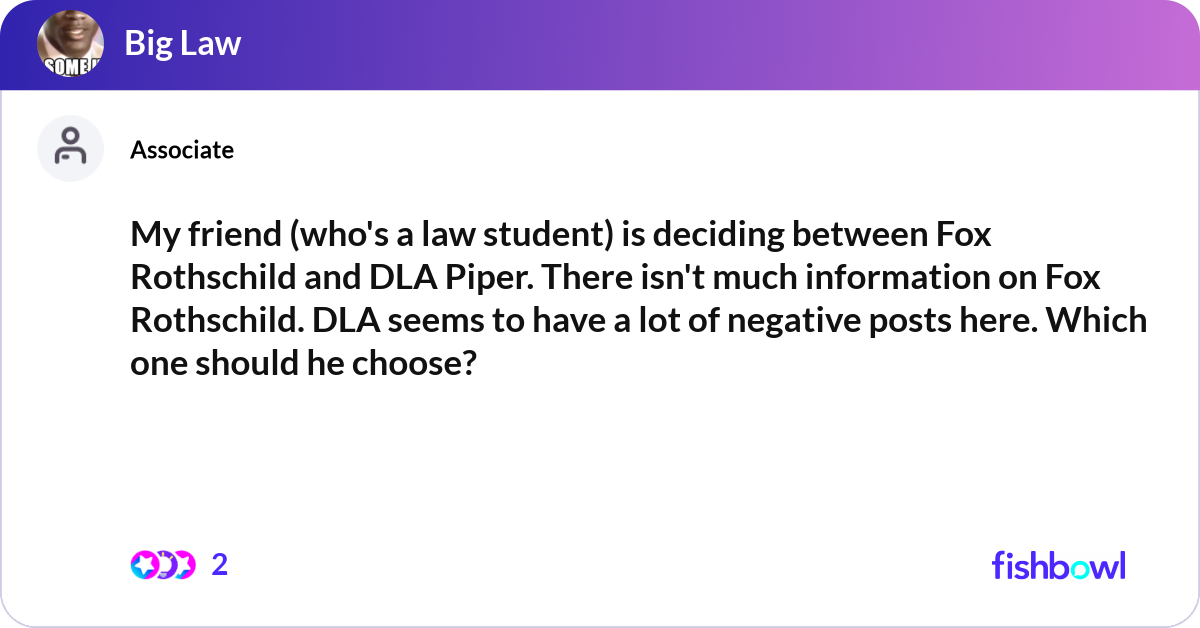 My friend (who's a law student) is deciding betwee... | Fishbowl