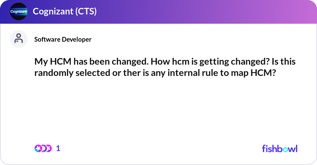 My HCM has been changed. How hcm is getting change... | Fishbowl