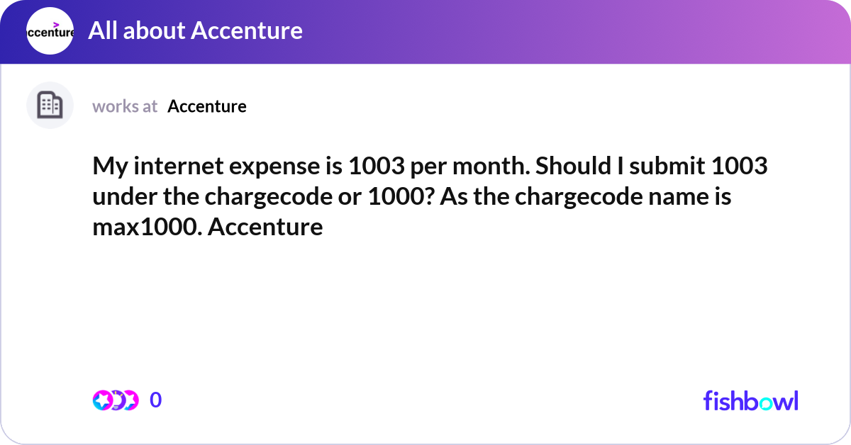 My internet expense is 1003 per month. Should I su... | Fishbowl