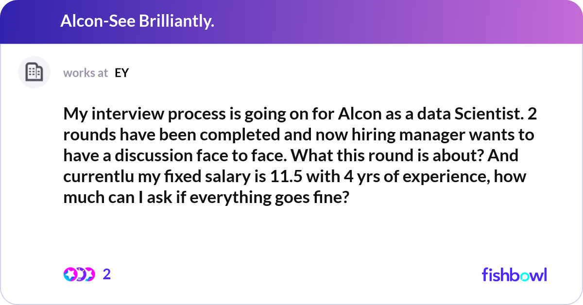 My interview process is going on for Alcon as a da... | Fishbowl