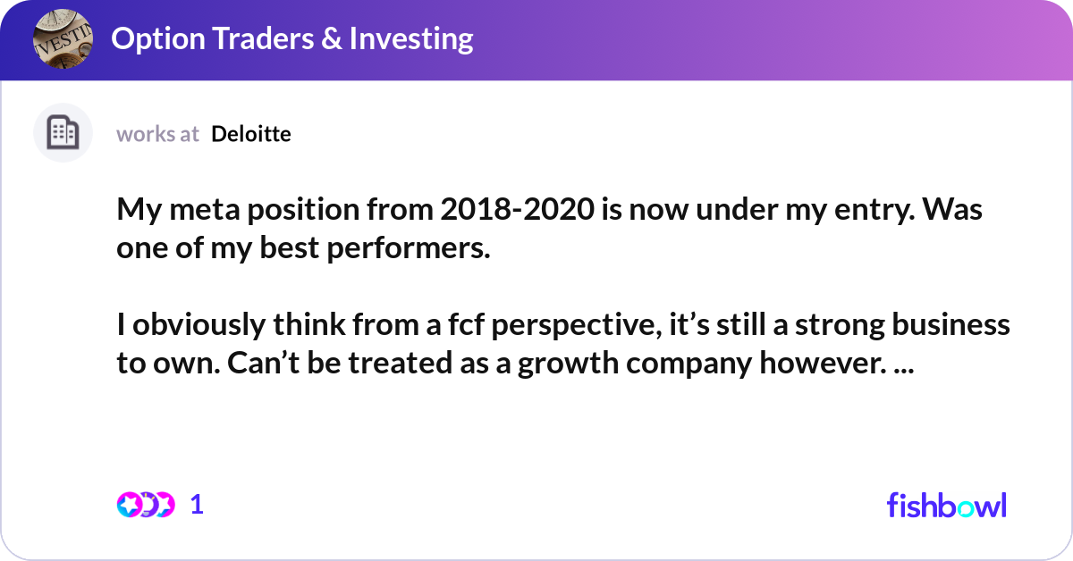 My meta position from 2018-2020 is now under my en... | Fishbowl