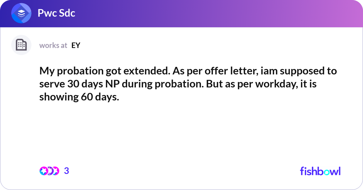 My probation got extended. As per offer letter, ia... | Fishbowl