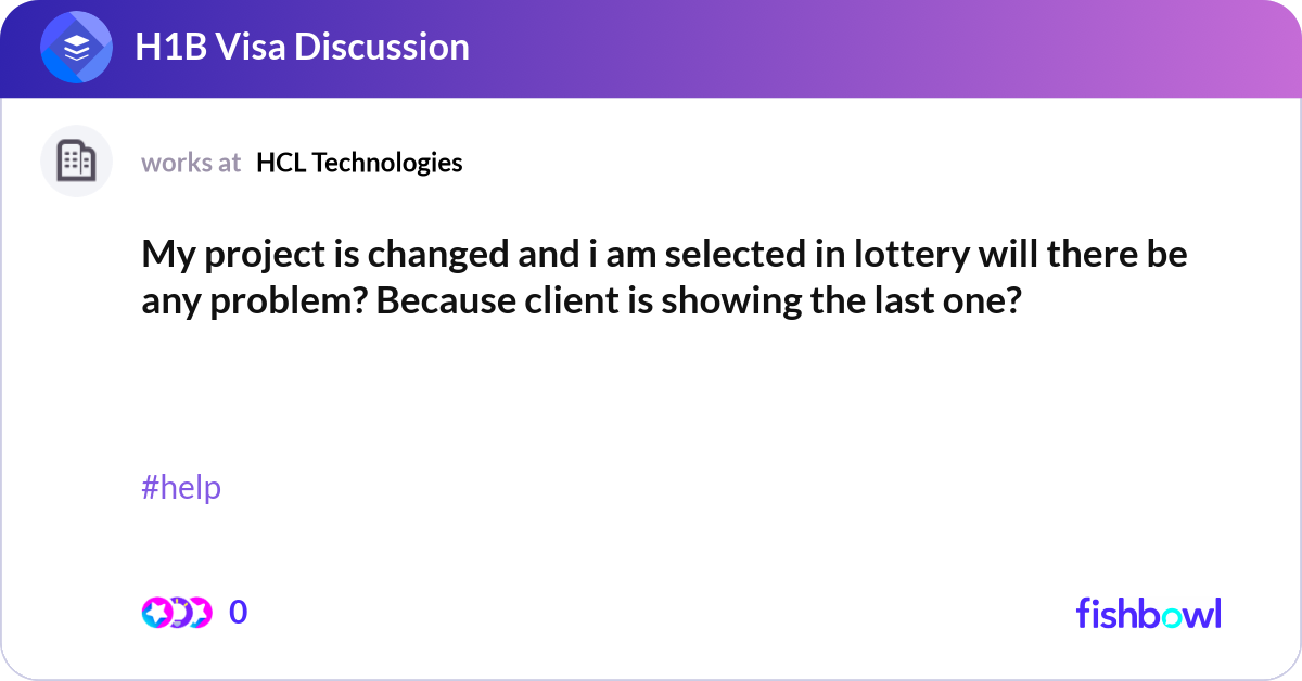 My project is changed and i am selected in lottery... | Fishbowl