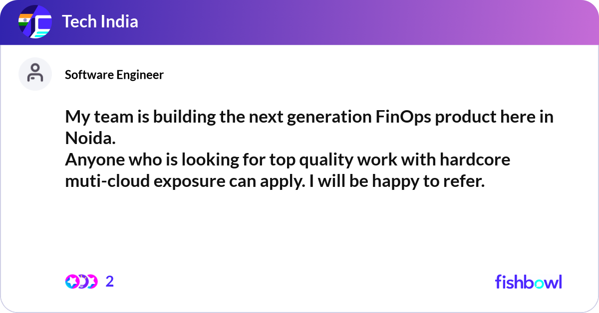 My team is building the next generation FinOps pro... | Fishbowl