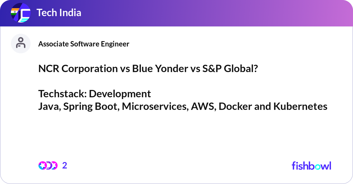NCR Corporation vs Blue Yonder vs S&P Global? Tec... | Fishbowl
