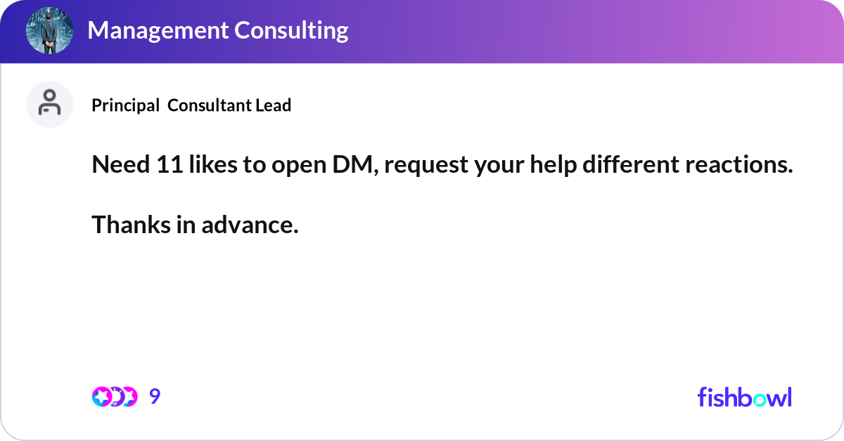 Need 11 likes to open DM, request your help differ... | Fishbowl