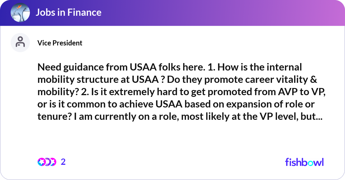 Need guidance from USAA folks here. 1. How is the ... | Fishbowl
