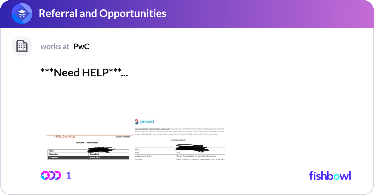 ***Need HELP*** The offer you seeing of Genpact i... | Fishbowl