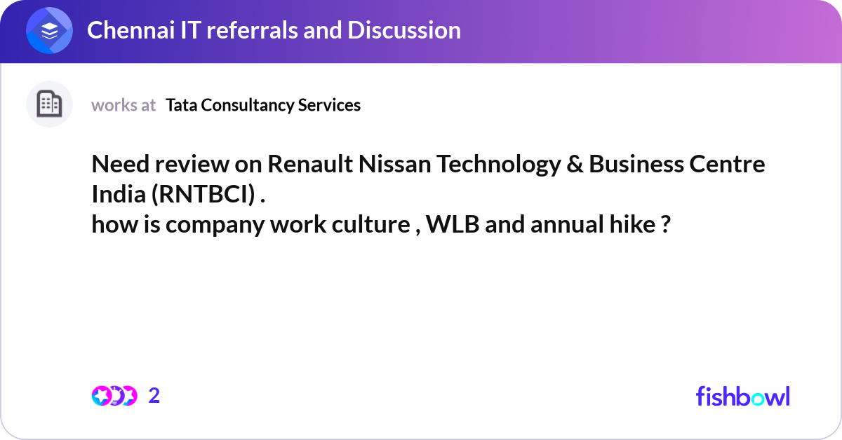 Need review on Renault Nissan Technology & Busines... | Fishbowl