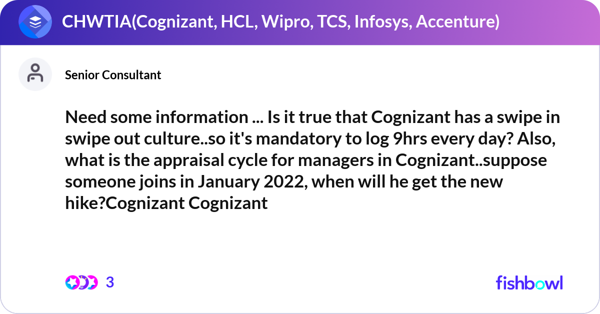 Need some information ... Is it true that Cognizan... | Fishbowl