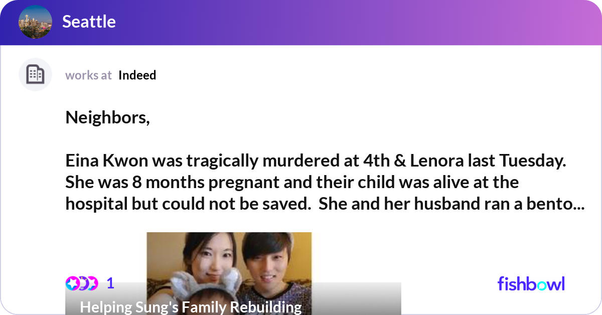 Neighbors, Eina Kwon was tragically murdered at 4... | Fishbowl