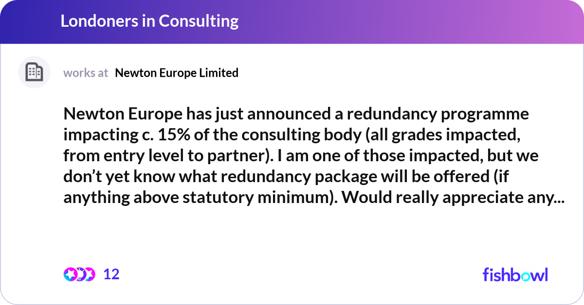 Newton Europe has just announced a redundancy prog... | Fishbowl