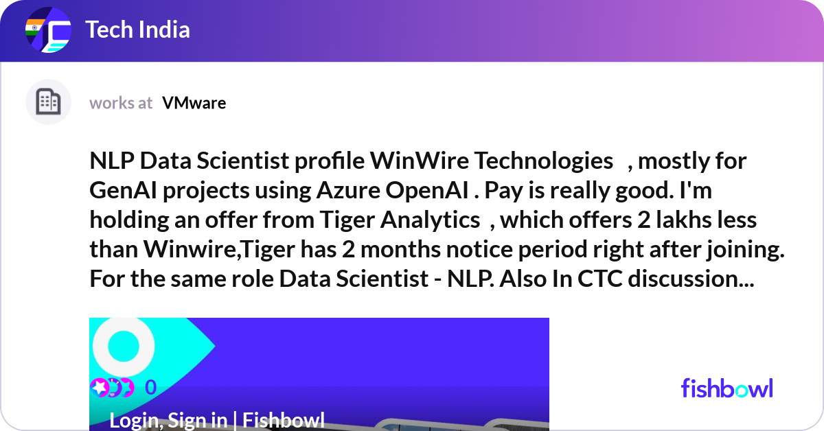 NLP Data Scientist profile WinWire Technologies ... | Fishbowl