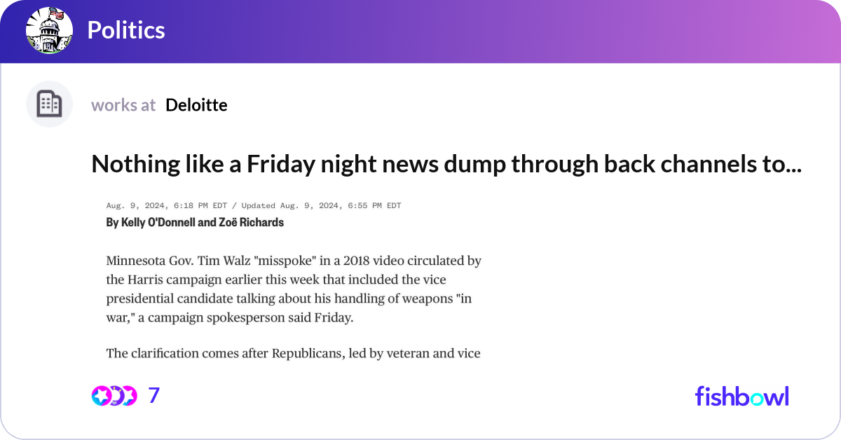 Nothing like a Friday night news dump through back... | Fishbowl