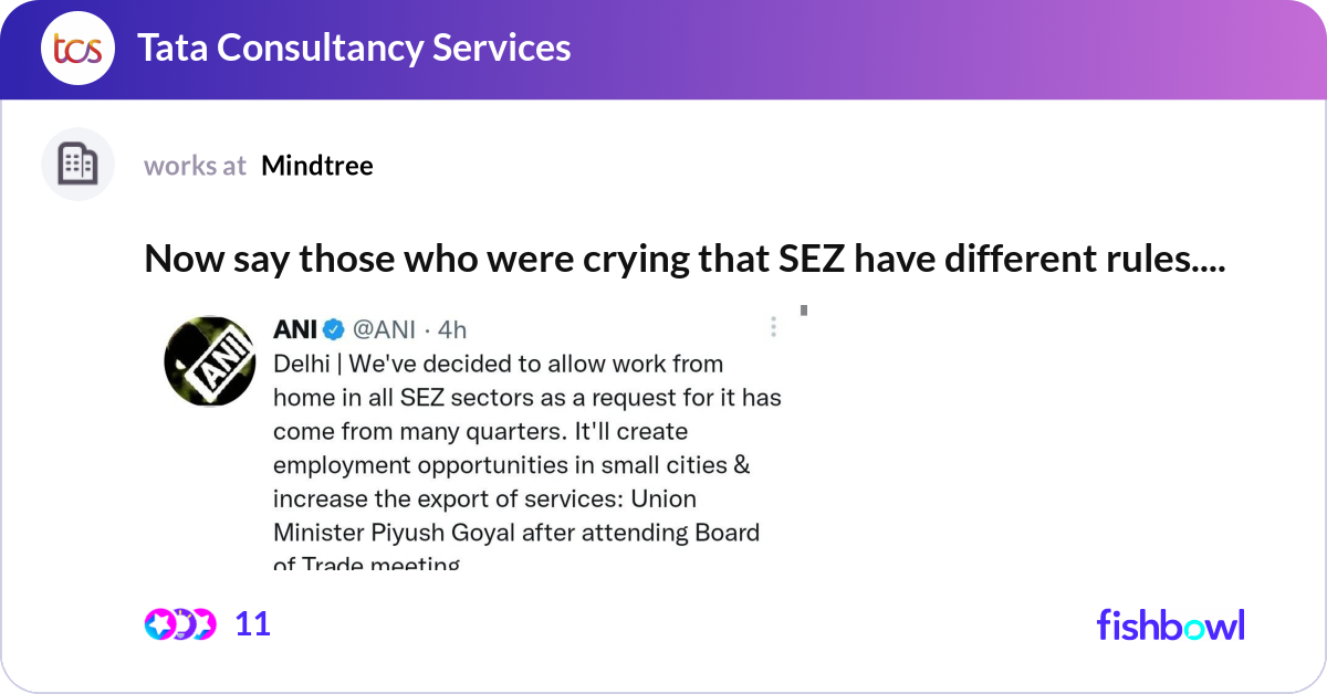 Now say those who were crying that SEZ have differ... | Fishbowl