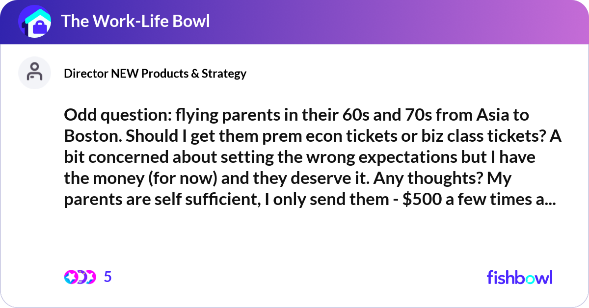Odd question: flying parents in their 60s and 70s ... | Fishbowl