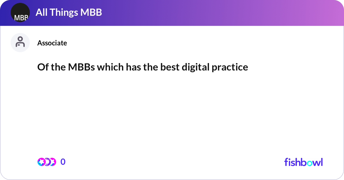 Of the MBBs which has the best digital practice | Fishbowl