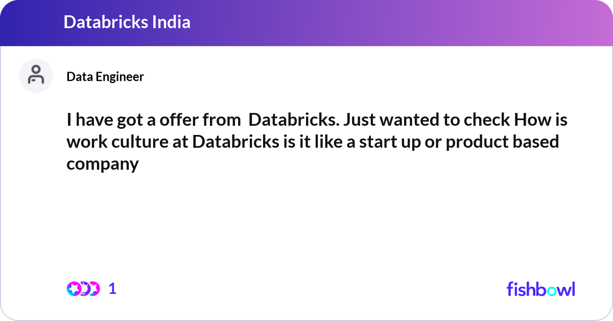 I have got a offer from Databricks. Just wanted t... | Fishbowl