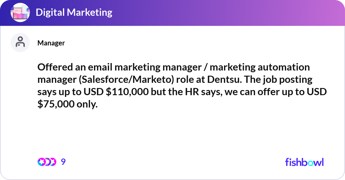 Offered an email marketing manager / marketing aut... | Fishbowl