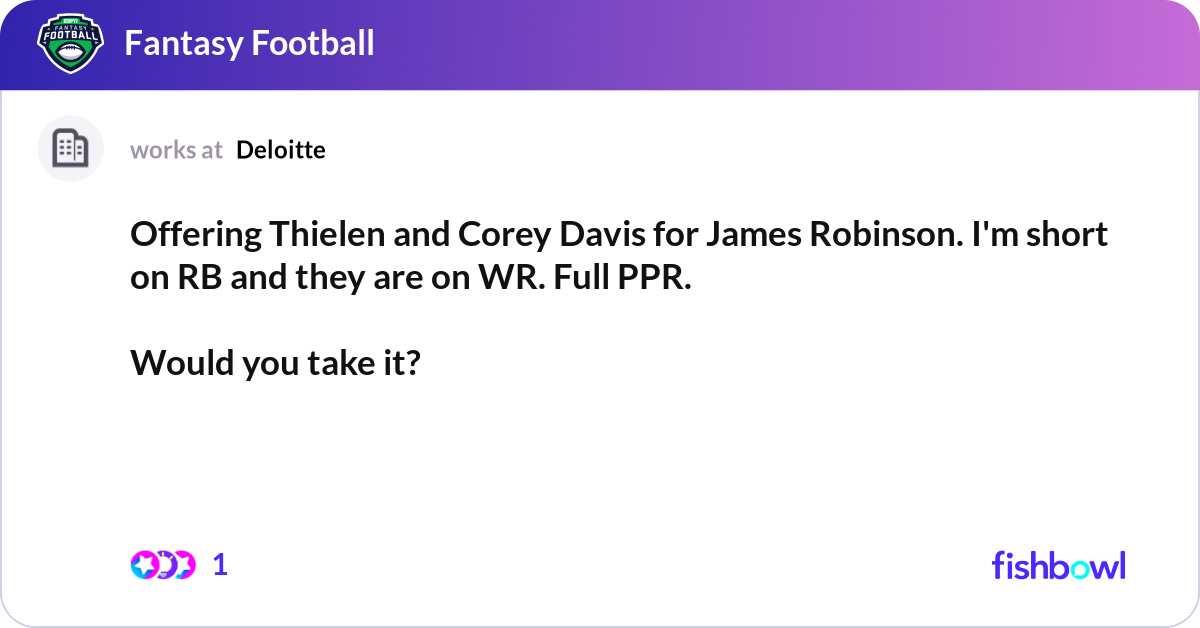 Offering Thielen and Corey Davis for James Robinso... | Fishbowl