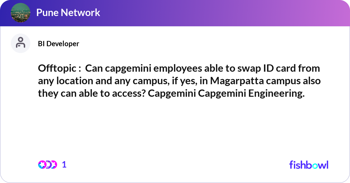 Offtopic : Can capgemini employees able to swap I... | Fishbowl