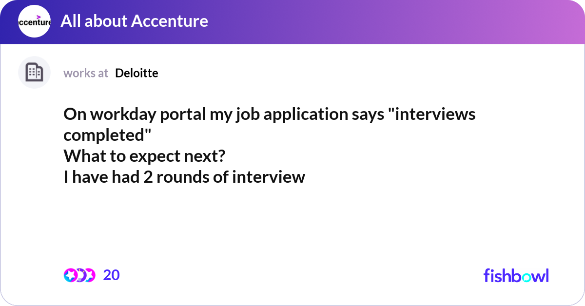 On workday portal my job application says "intervi... | Fishbowl