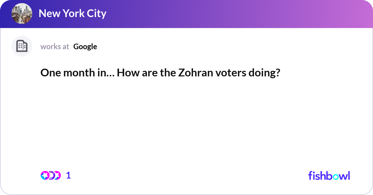 One month in… How are the Zohran voters doing? | Fishbowl