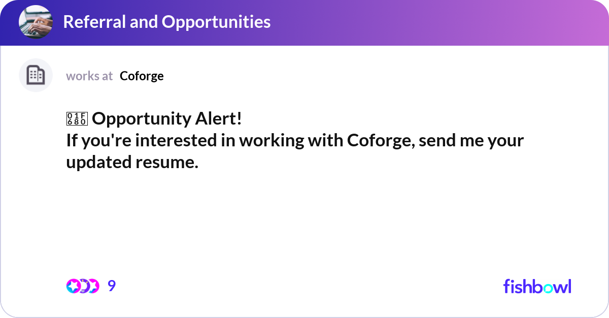 🚀 Opportunity Alert! If you're interested in work... | Fishbowl