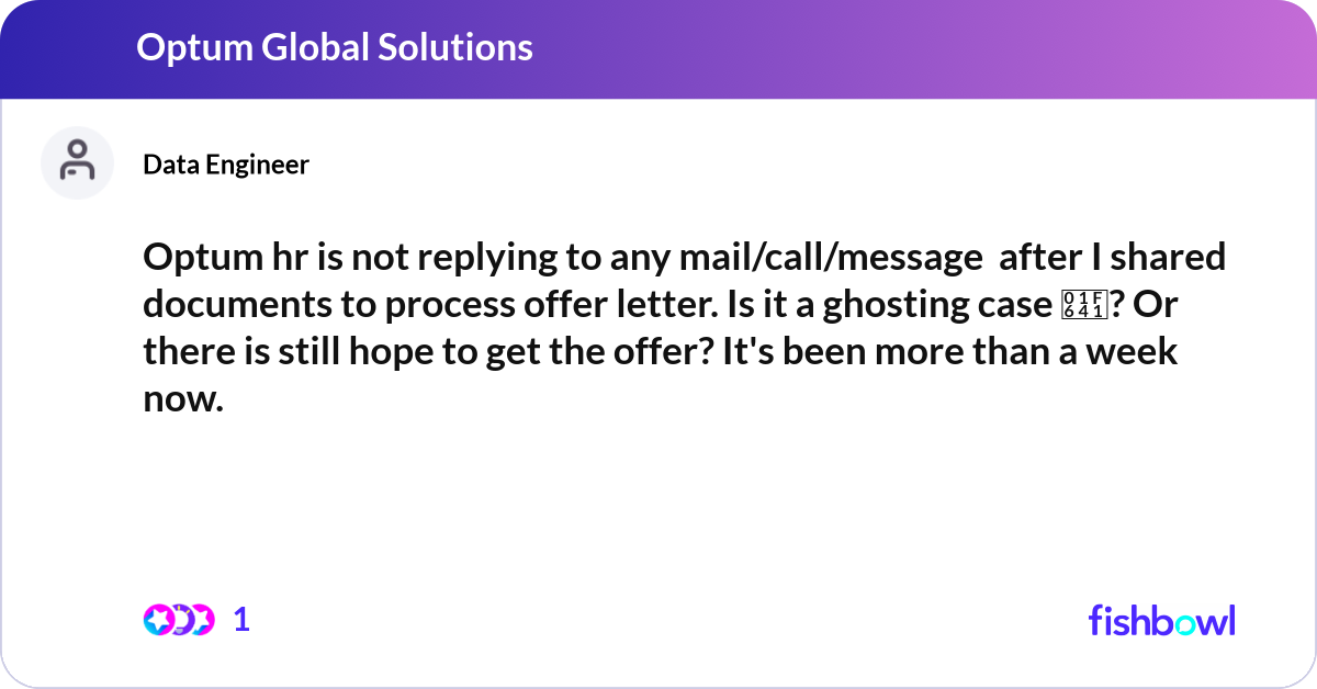 Optum hr is not replying to any mail/call/message ... | Fishbowl