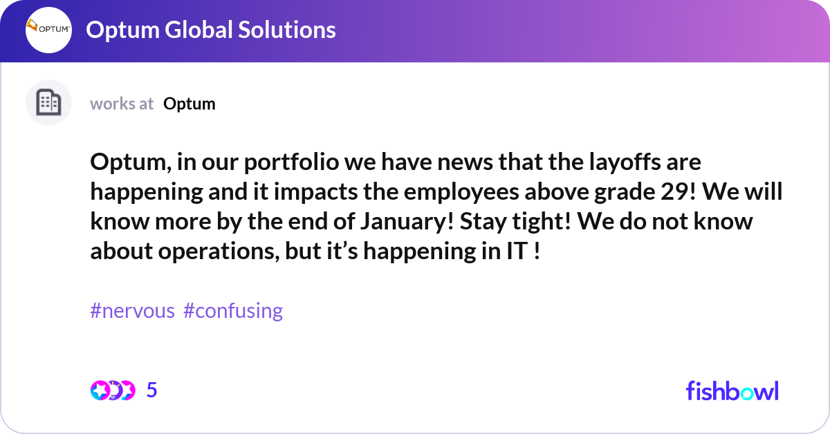 Optum, in our portfolio we have news that the layo... | Fishbowl