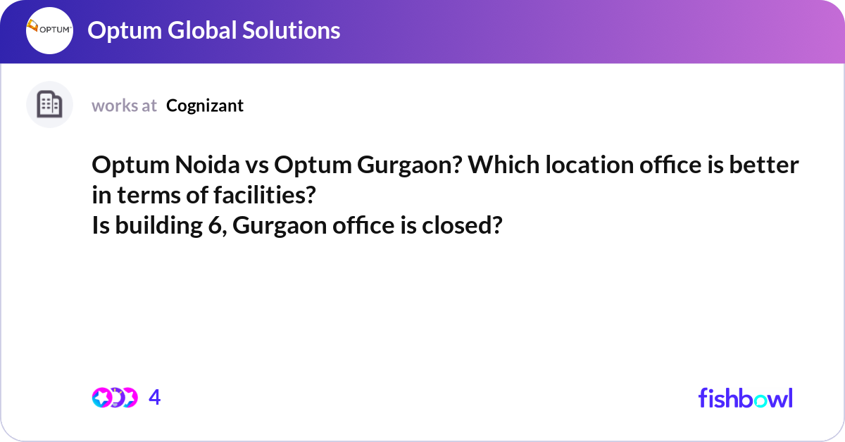 Optum Noida vs Optum Gurgaon? Which location offic... | Fishbowl