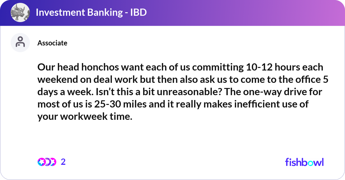 Our head honchos want each of us committing 10-12 ... | Fishbowl
