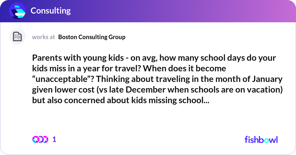 Parents with young kids - on avg, how many school ... | Fishbowl