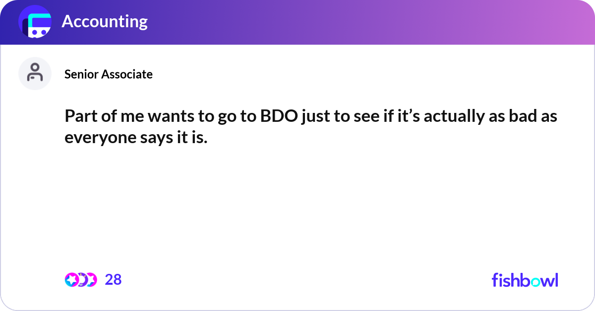 Part of me wants to go to BDO just to see if it’s ... | Fishbowl