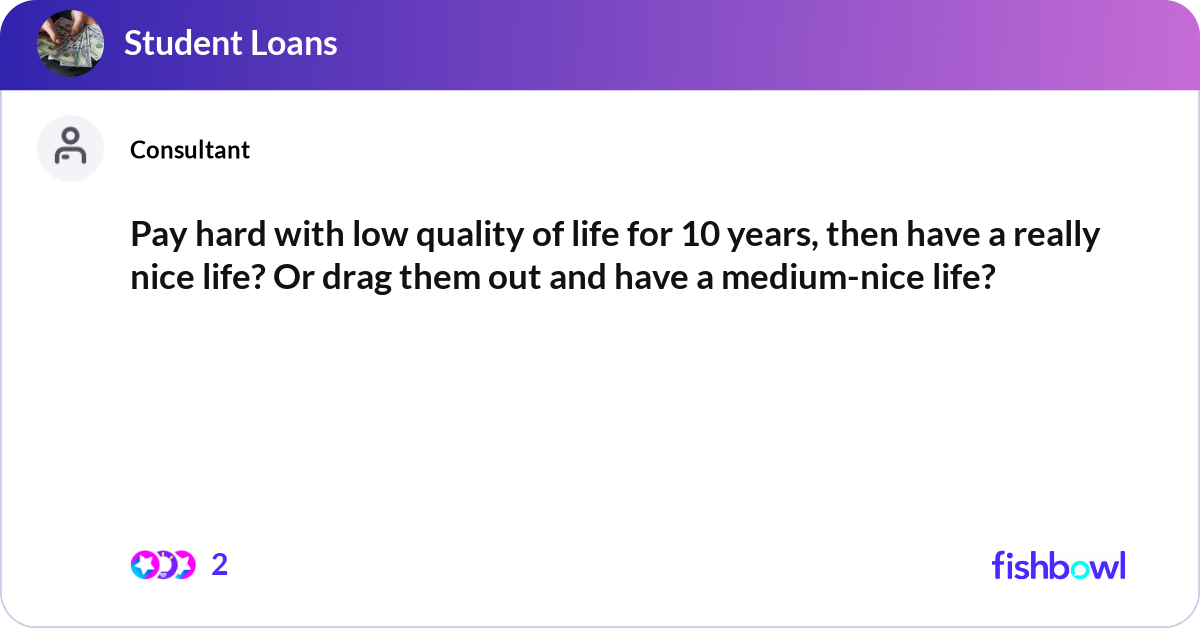 Pay hard with low quality of life for 10 years, th... | Fishbowl