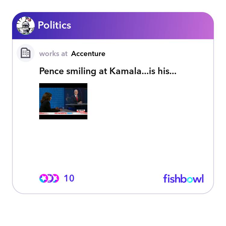 Pence smiling at Kamala...is his marriage in troub... | Fishbowl