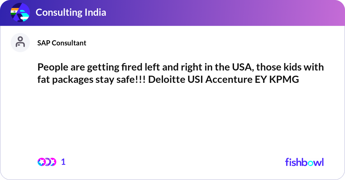 People are getting fired left and right in the USA... | Fishbowl