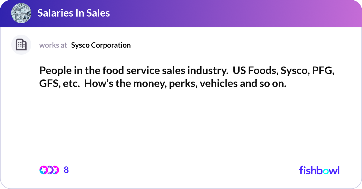 People in the food service sales industry. US Foo... | Fishbowl